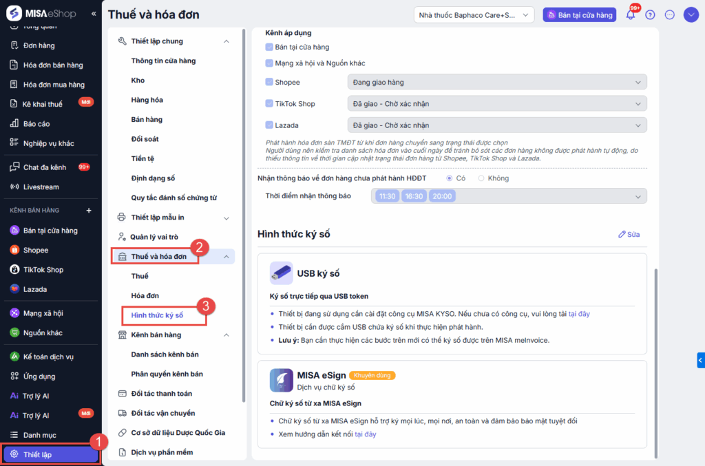 Hướng dẫn tích hợp hình thức ký số bằng USB Ký số (USB Token) trên máy ...